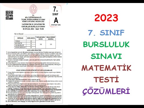 2023 7. SINIF BURSLULUK SINAVI MATEMATİK TESTİ ÇÖZÜMLERİ