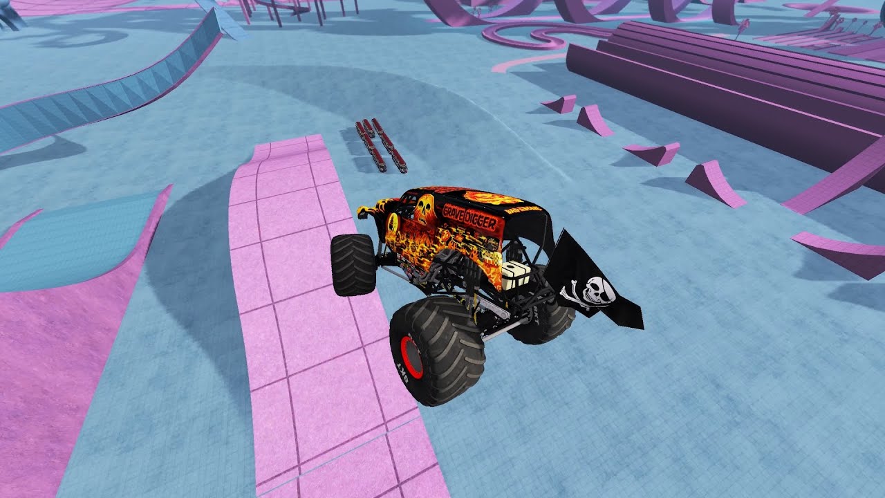 BIGFOOT Monster Jam Freestyle Monster Trucks Racing Jump and Crashes ...
