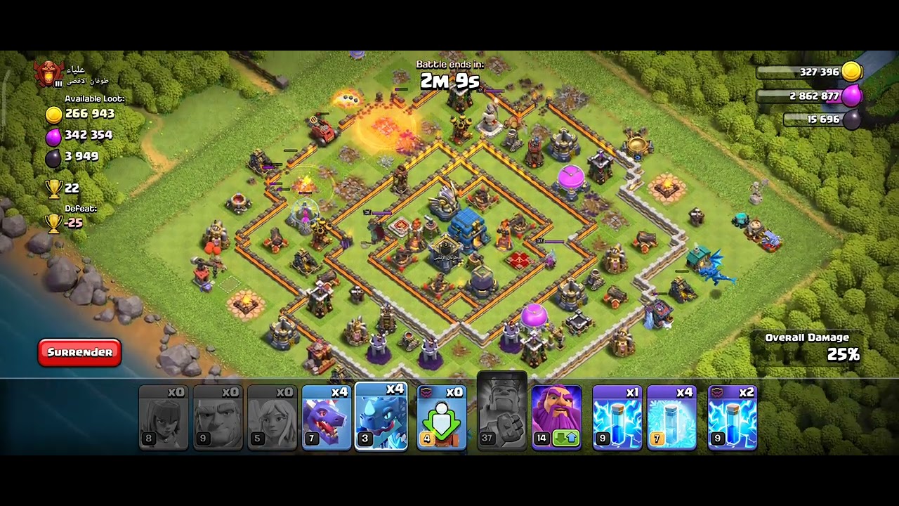 coc attack, no queen attack, flame thrower attack - YouTube