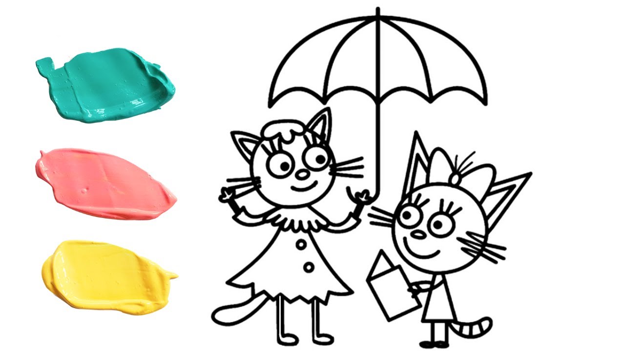 Let's paint and color the cartoon characters tri kota. For kids ...