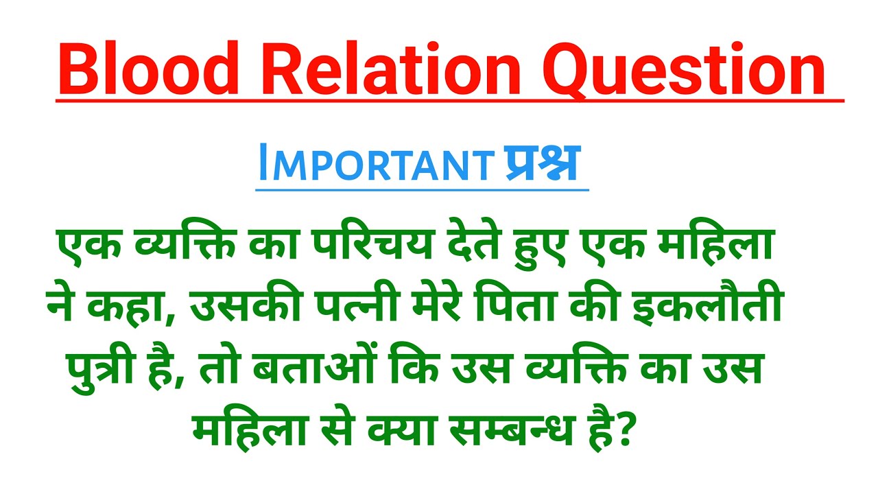 Blood Relation Question ll intresting Question ll CBT Exam में पूंछे ...