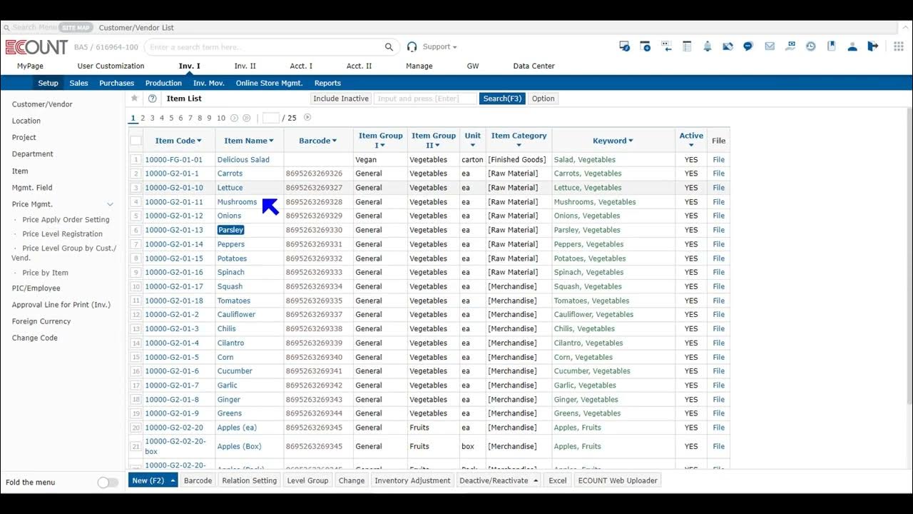 [ECOUNT Practice] Inventory I - Setup - Item - Qty. Price tab - YouTube
