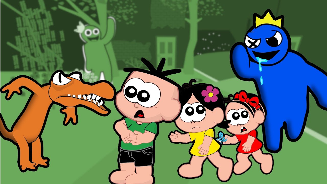 Cascão e Cebolinha em Rainbow Friends com Orange e o BICHO AZUL BABÃO ...