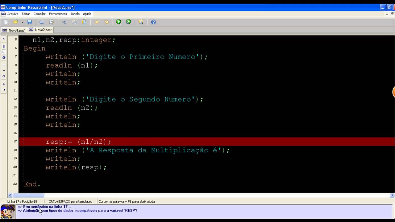Pascal Variavel Subtração, Multiplicação, Divisão - YouTube