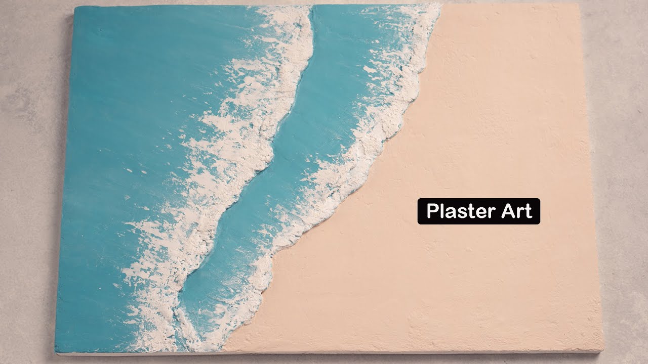How to make sea wave painting with PLASTER ART/Bas-relief - YouTube