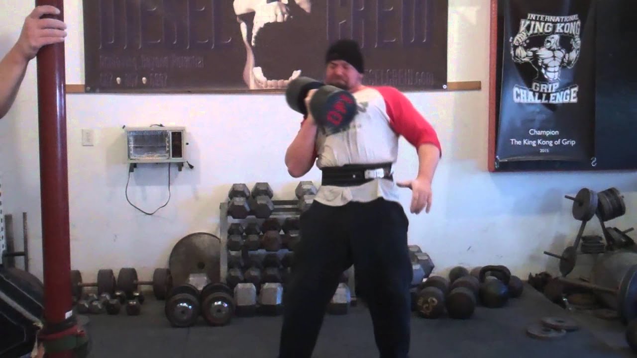 Death Grip Bells - 140lb Thick Bar Clean Training - YouTube