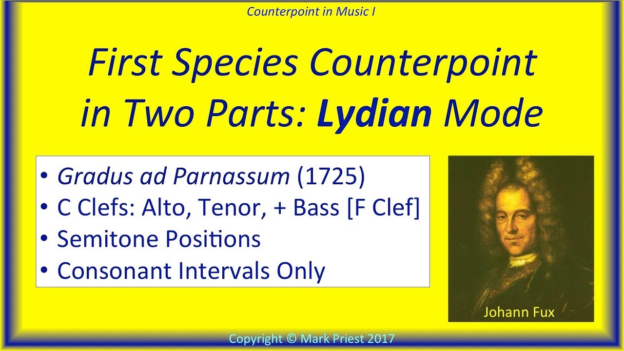 1st Species Counterpoint in 2-Parts: LYDIAN Mode - YouTube