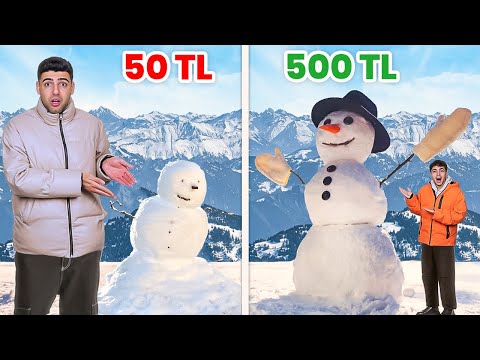 50 TL vs 500 TL KARDAN ADAM ! *Ucuz ve Pahalı Kardan Adam Yapımı*