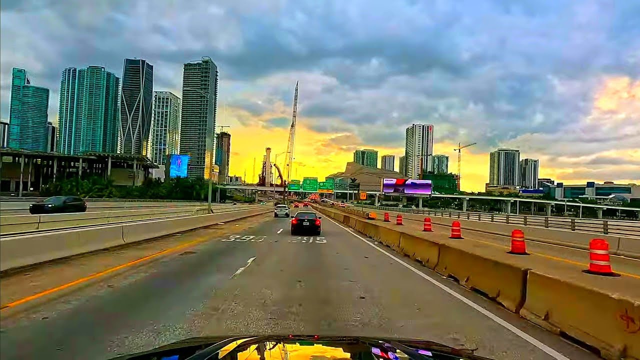 Driving Through Miami on a Cloudy Day Exploring the City Under Grey ...