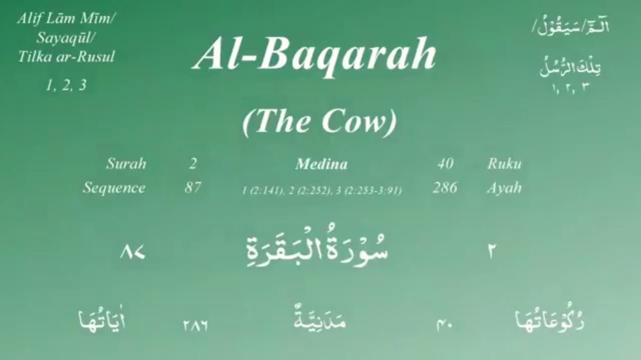 002 Surah Al Baqara with Arabic text and English Translation/Subtitles ...