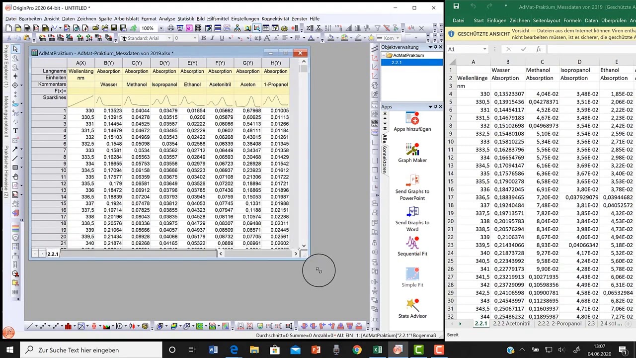 Origin 2020 Tutorial - Teil 2: Import aus Excel, ein erster Graph - YouTube