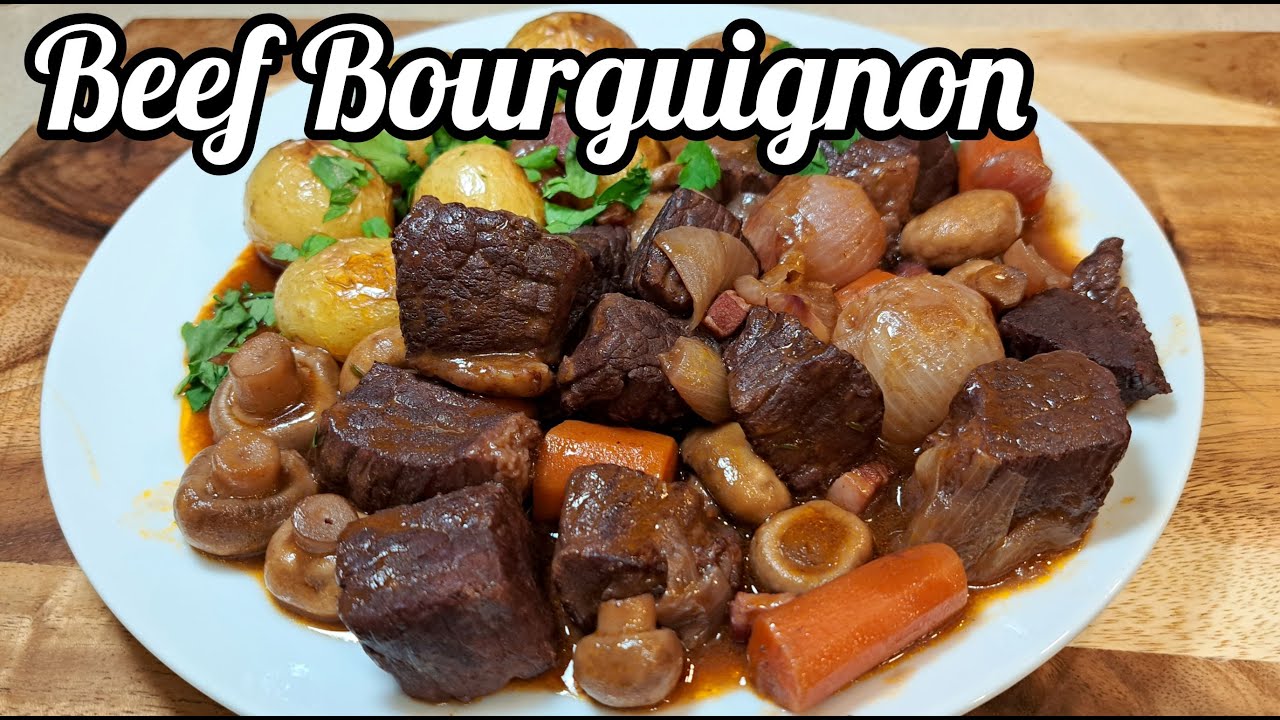 Delicious beef with red wine and smoked bacon, Beef Bourguignon. - YouTube