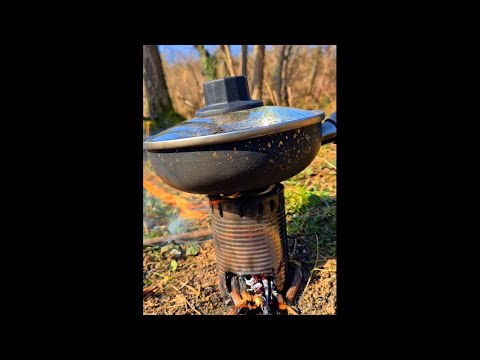 Survival Skills: Awesome DIY Tin Can Stove in the Wild. Cooking over a ...