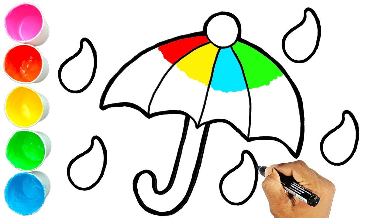 let's draw and paint umbrella easily | umbrella Drawing & Coloring ...