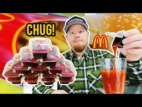 McDonald's Mighty Hot Sauce CHUG! - YouTube