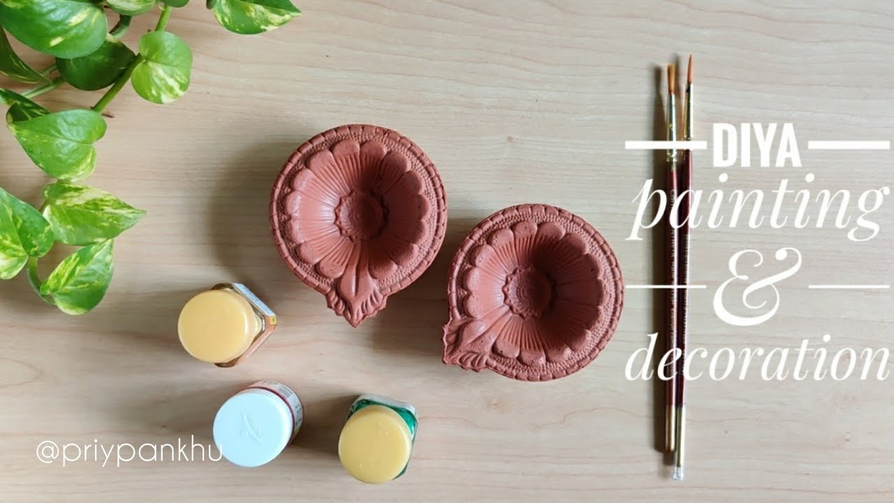 Diya Painting | Diya Decoration | DIY diya | Easy way to Paint Diya ...