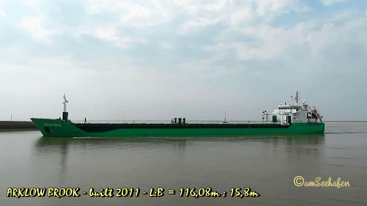 ARKLOW BROOK PBGQ IMO 9433377 inbound Emden cargo seaship merchant vessel Seeschiff - YouTube