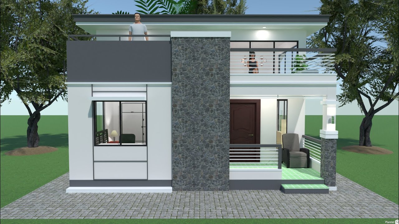 Small House Design with High Terrace (77sqm.) - YouTube
