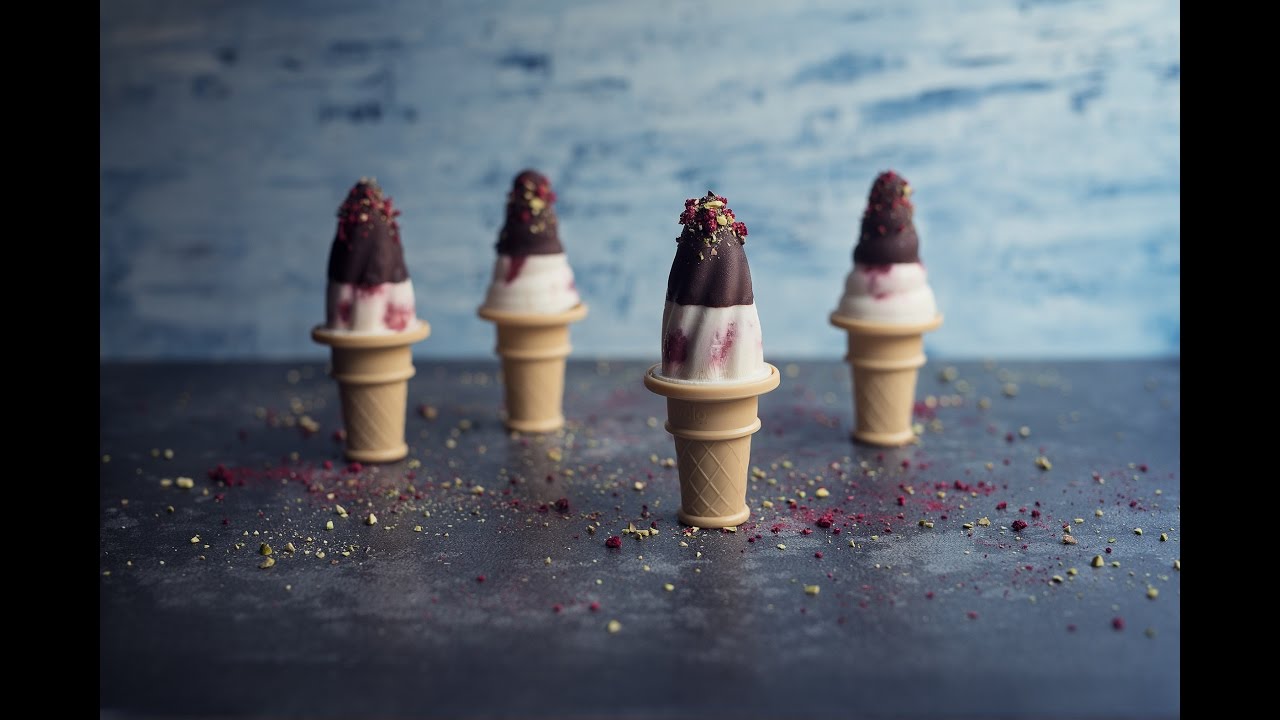 Chocolate Dipped Strawberry Swirl Ice Cream Pops | Slenderberry - YouTube