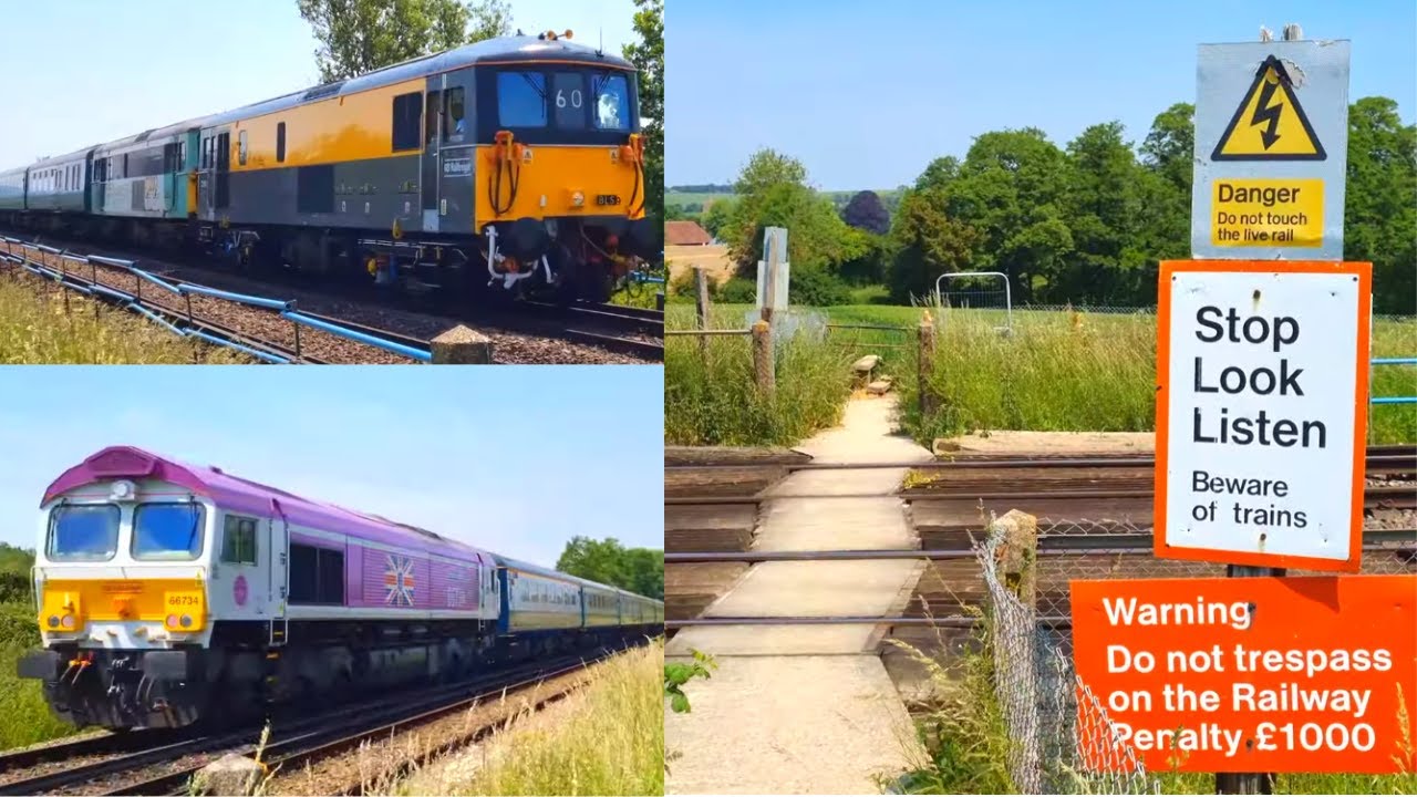 Class 73 & 66 Top-and-Tail Railtour at Lenham (Footpath) Level Crossing ...