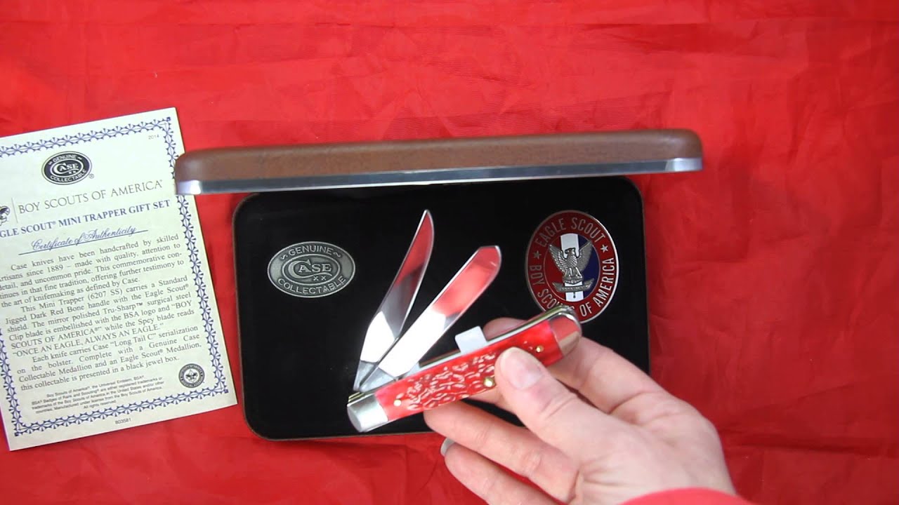Case Boy Scouts of America Eagle Scout Red Bone Mini Trapper Stainless ...