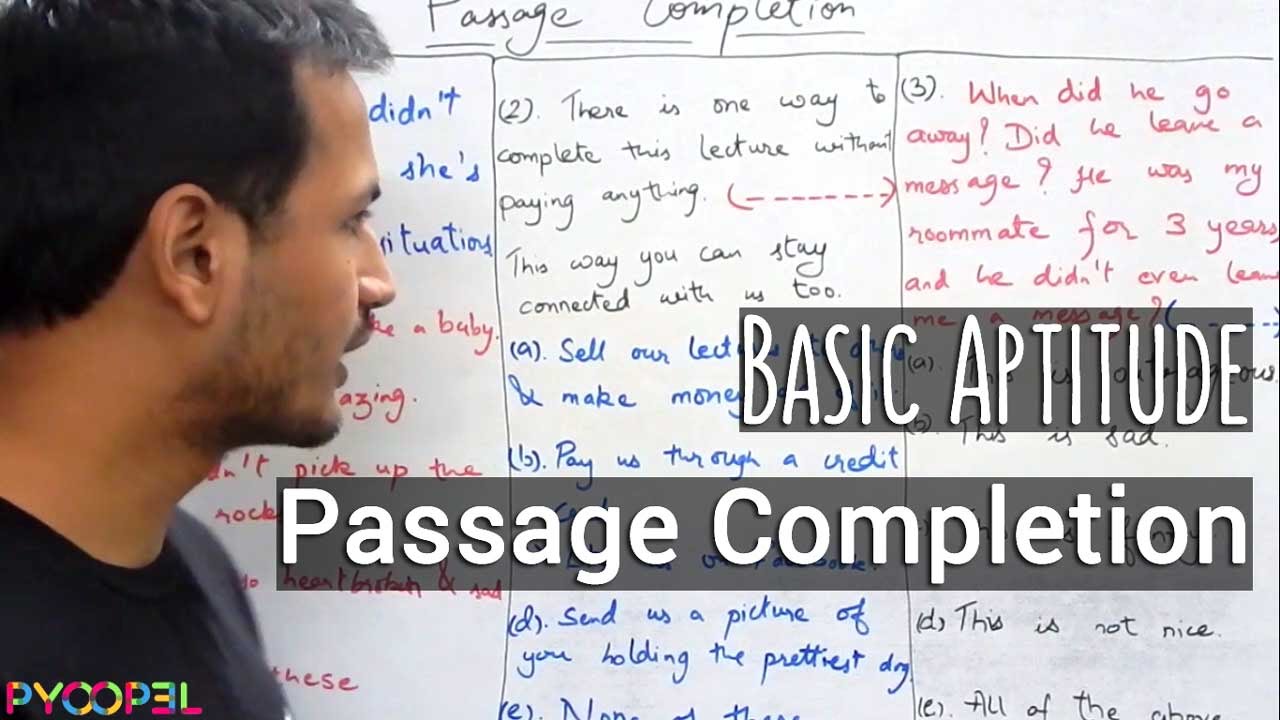 Passage Completion Theory (Aptitude Test) Video l Pyoopel.com - YouTube