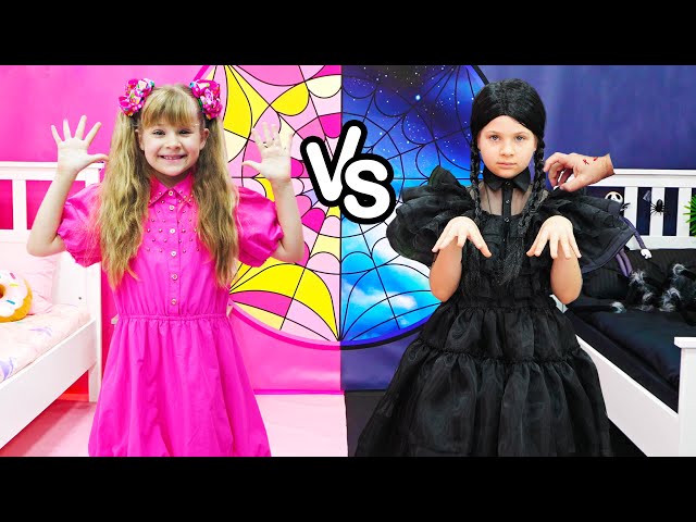 Diana vs Wednesday Pink and Black Challenge - Videos For Kids
