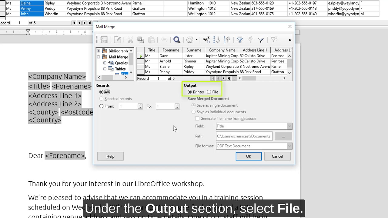Creating a Mail Merge with LibreOffice (Part 3) - YouTube