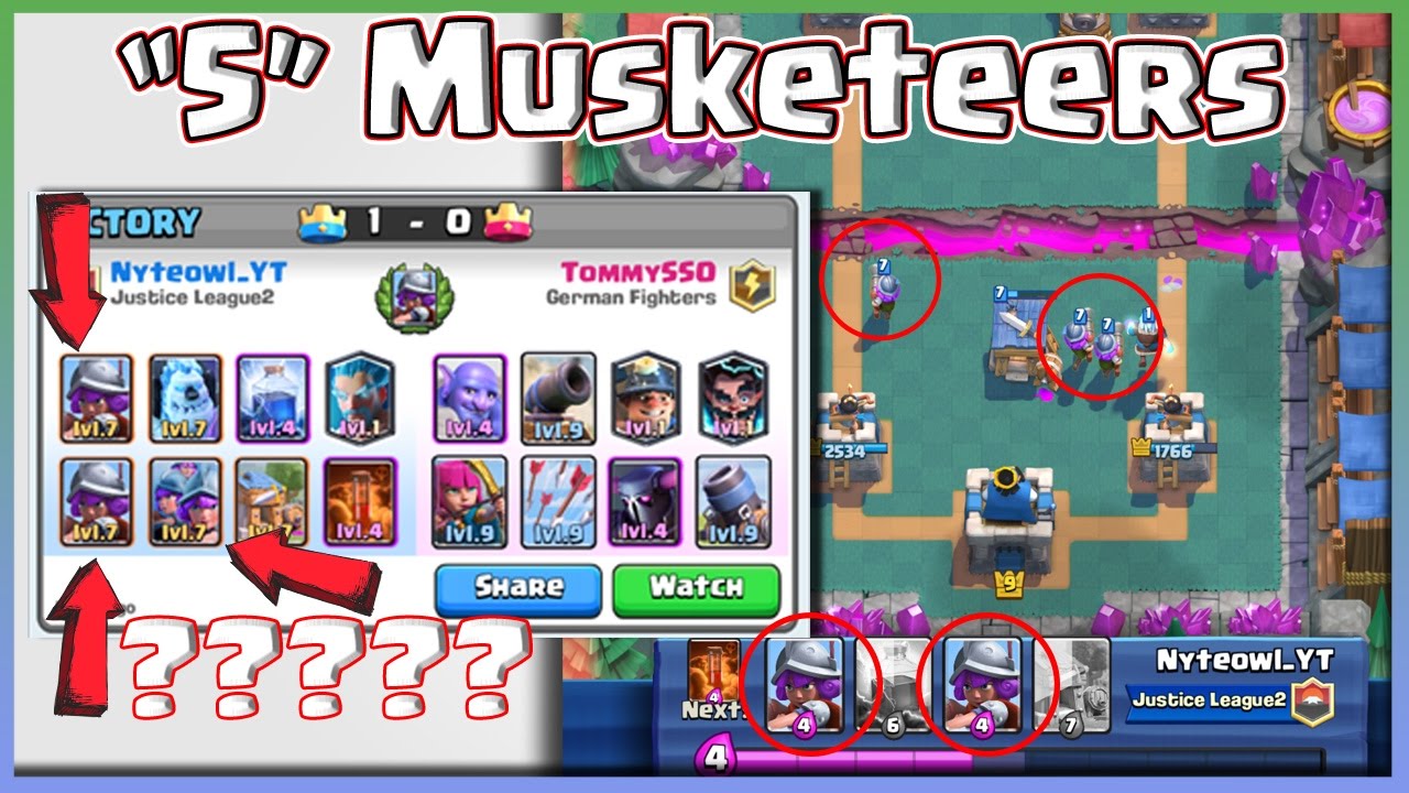 Crazy "5 Musketeer" Deck in the Musketeer Challenge!! Clash Royale ...
