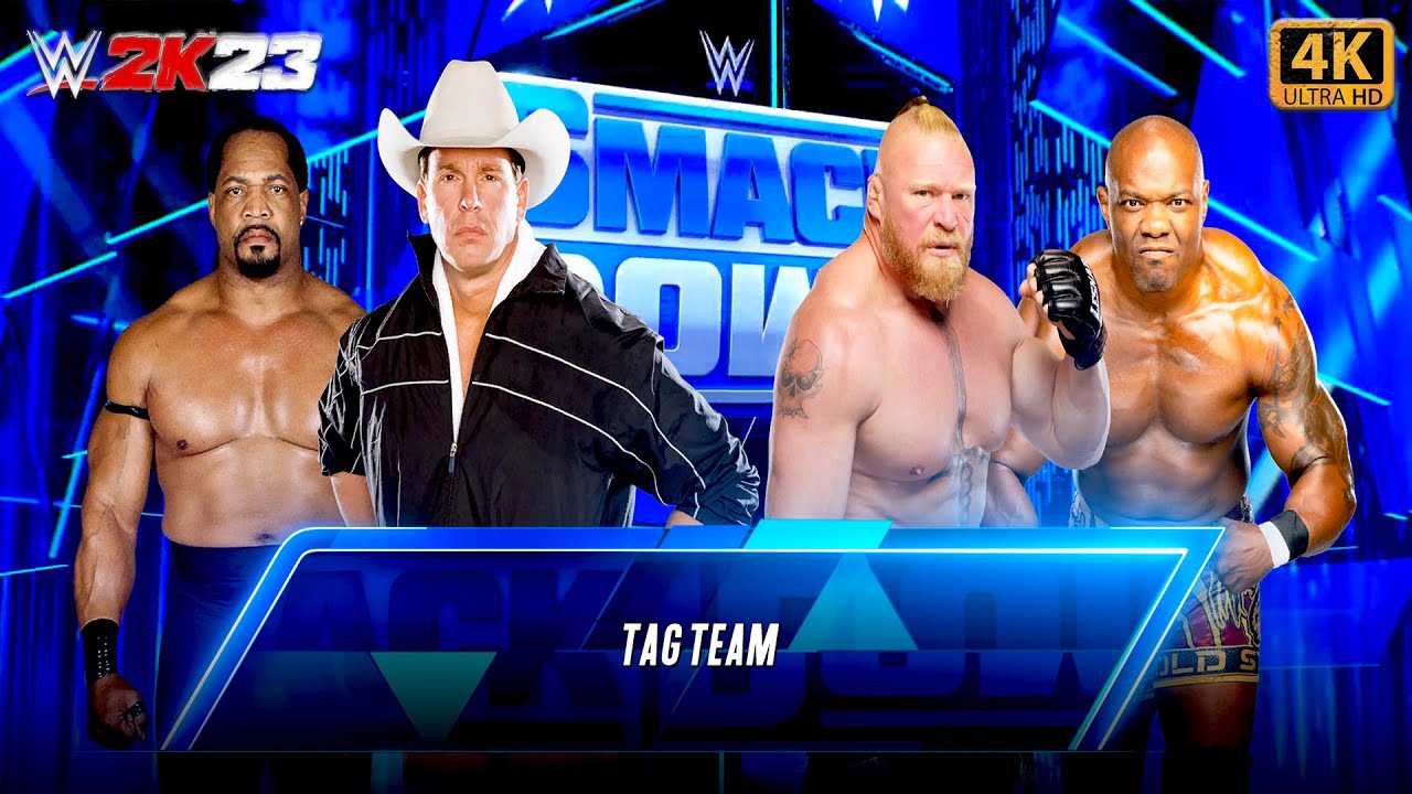 WWE 2K23 - FULL MATCH - JBL and Faarooq vs. Brock Lesnar and Sheldon ...