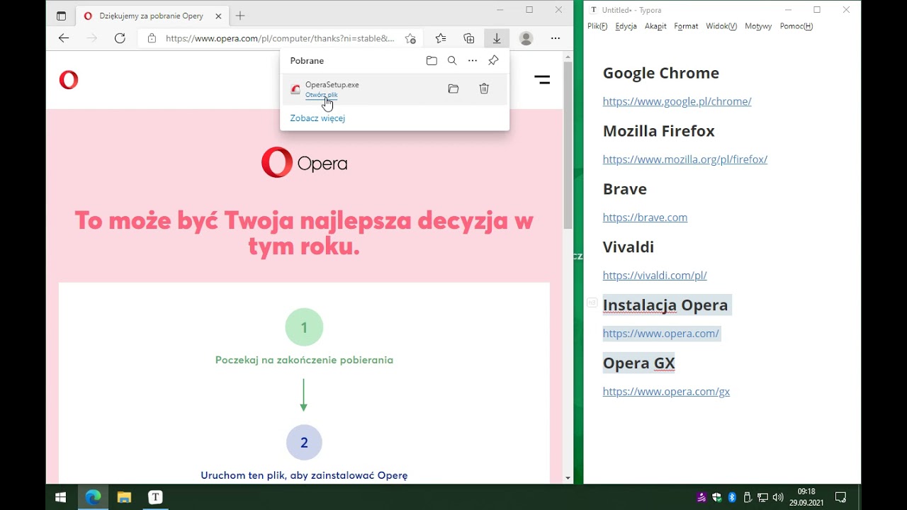 Opera - pobieranie i instalacja przeglądarki internetowej - YouTube