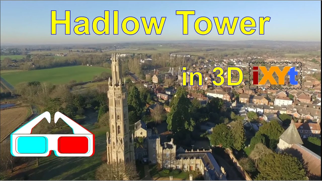 Hadlow Tower, Kent, England in 3D red-blue anaglyph iXYt video - YouTube