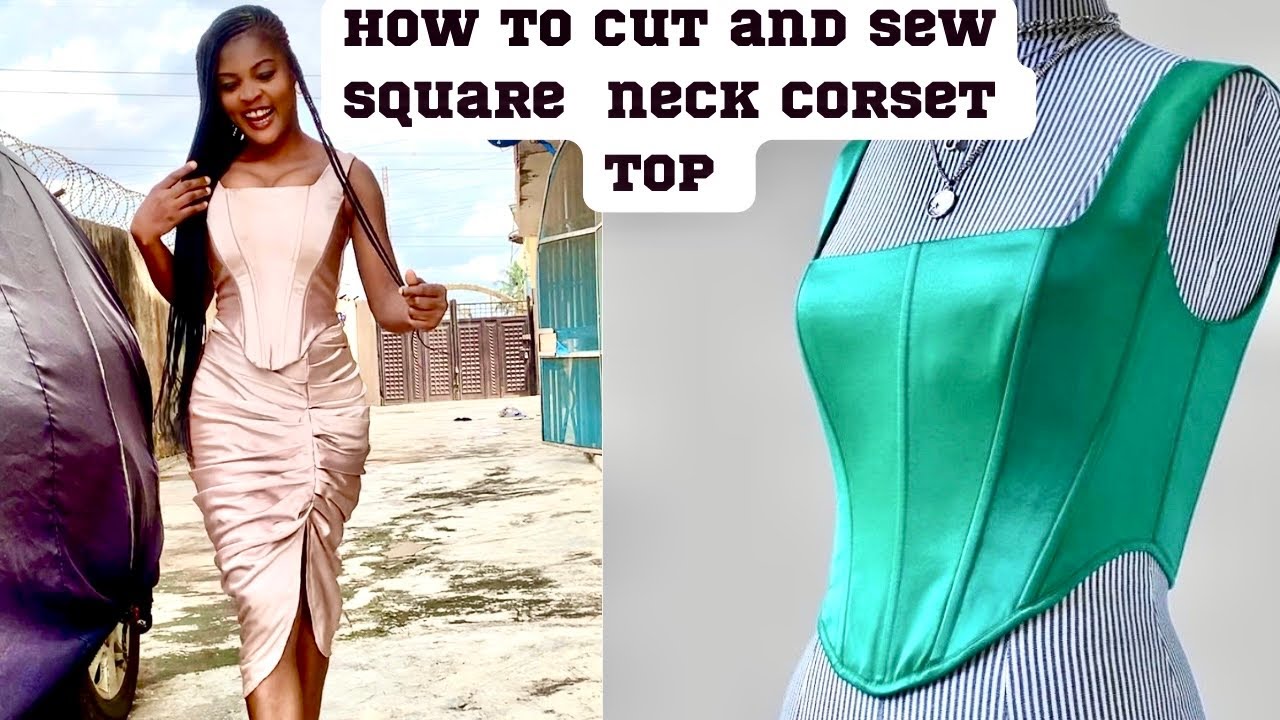 How To Cut And Sew Square Neck Corset Top With Basque Effect # ...