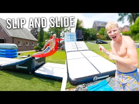 WIJ MAKEN ONZE EIGEN AIRTRACK SLIP AND SLIDE!