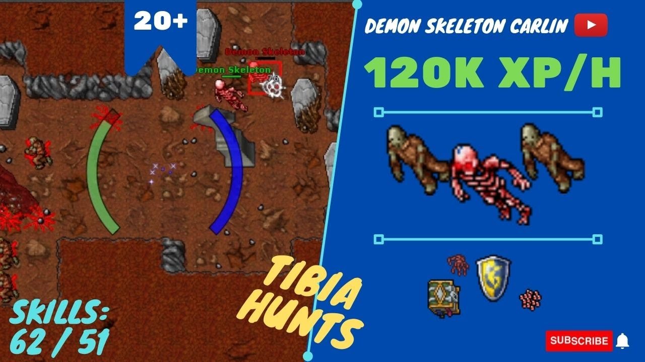 RP SOLO LVL 20+ 120K XP/H - SKILLS 62/51 - Demon Skeleton Carlin ...