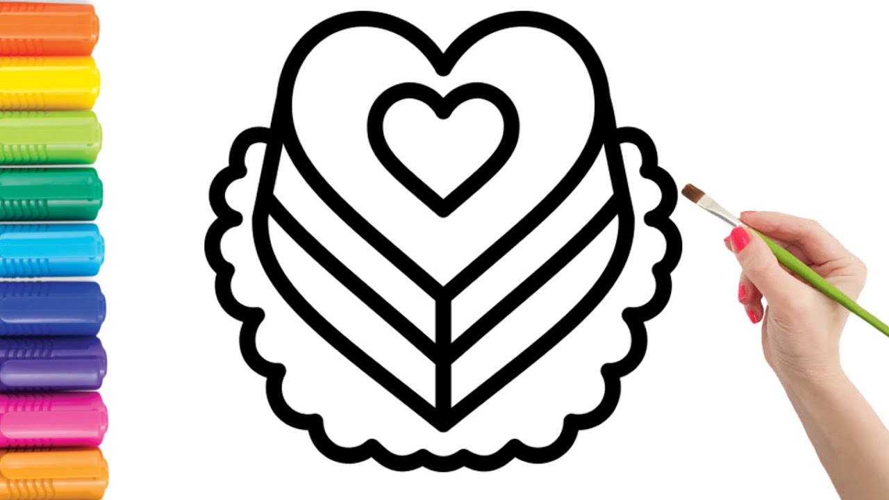 How to Draw Heart Cake For Kids Bolalar uchun yurak kekini qanday ...