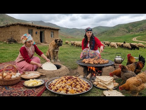 Daily Village Life in Iran | Cooking Zereshk Polo with Chicken with My Sister