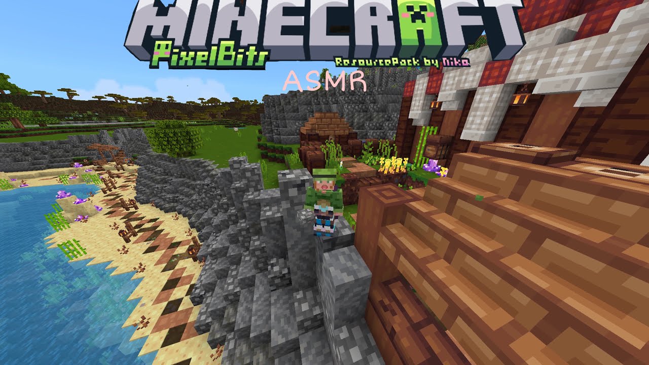 MINECRAFT ASMR-(COMB,MOUTHSOUNDS+QTIP) BUILDING PATH, FIXING TINGZ ...