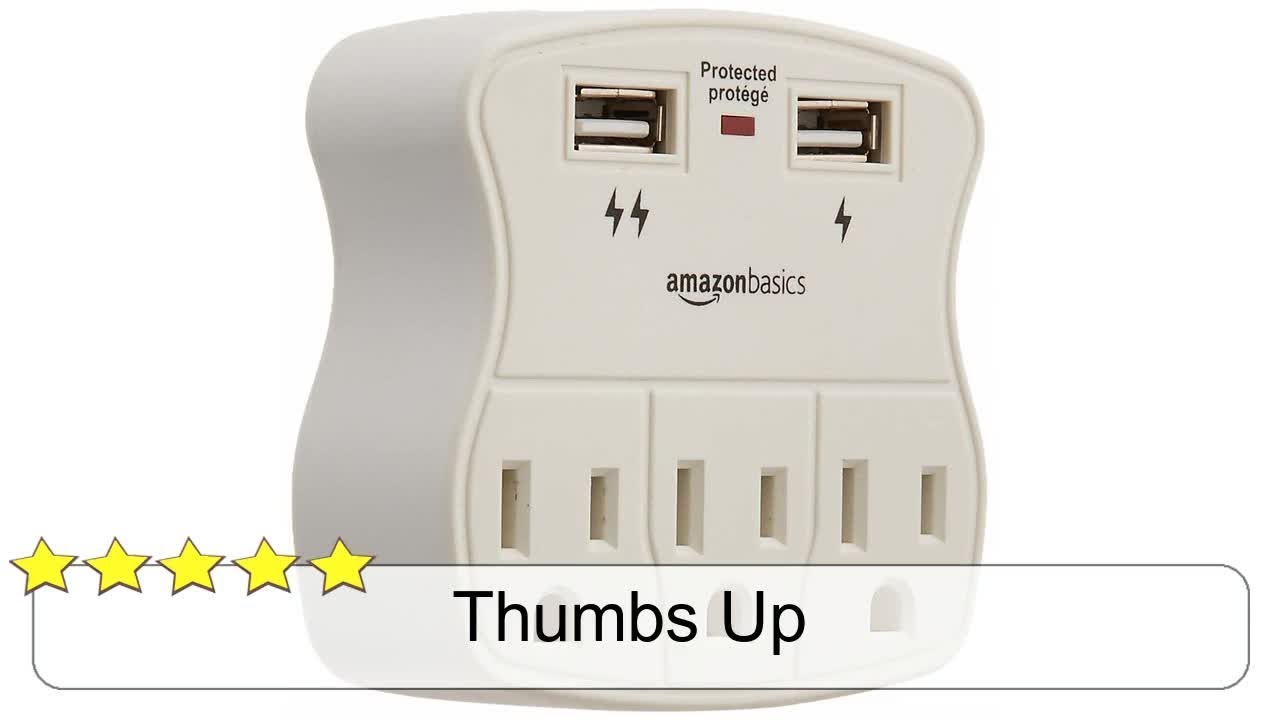 AmazonBasics 3 Outlet Surge Protector with 2 USB Ports - YouTube