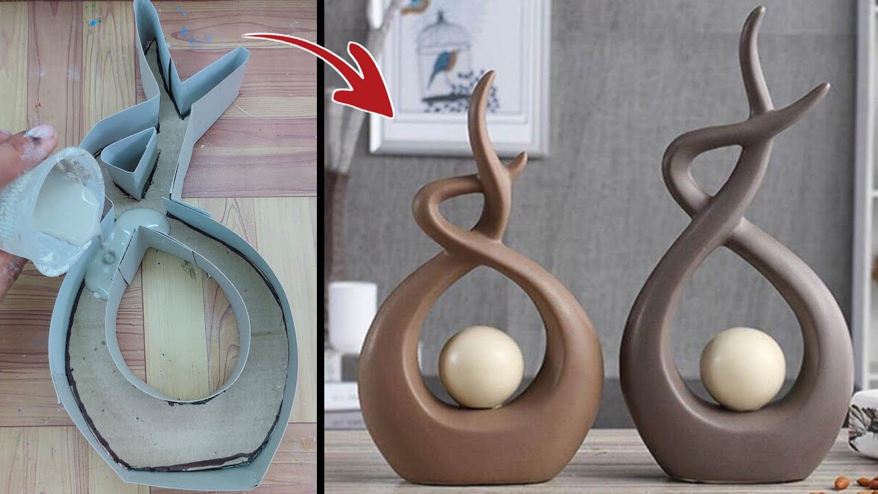 White cement craft ideas // Showpiece //home decoration // DIY CEMENT ...