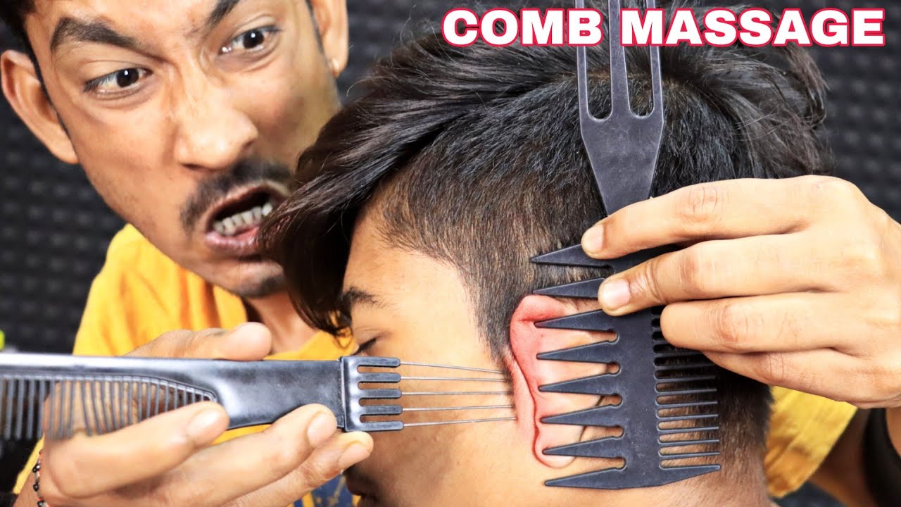 Stress Relief Head Massage By Abhijit | Ear Massage With Comb | Neck ...