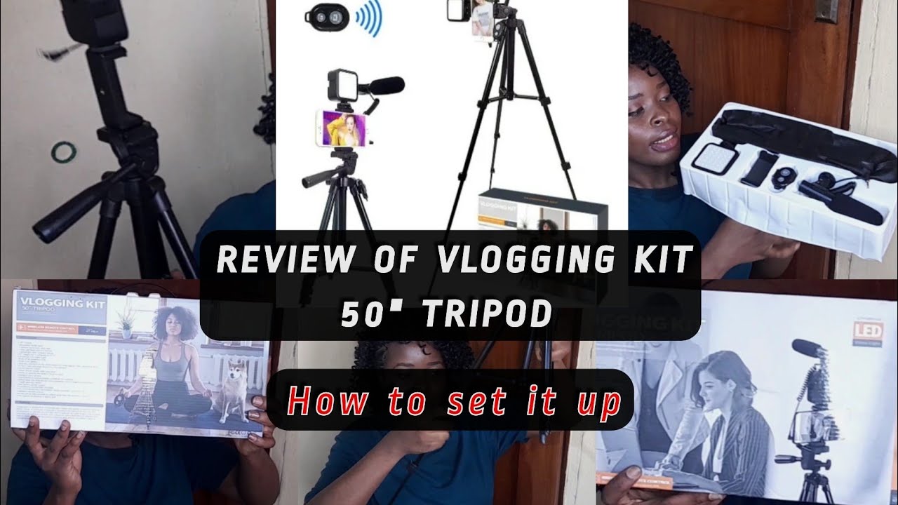 REVIEW OF VLOGGING KIT || 50" TRIPOD with Mic and LED Light || SET-UP ...