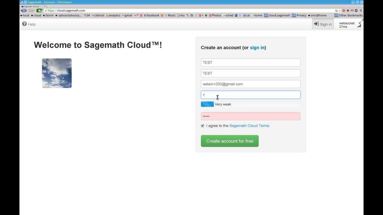 Creating an account at https://cloud.sagemath.com - YouTube