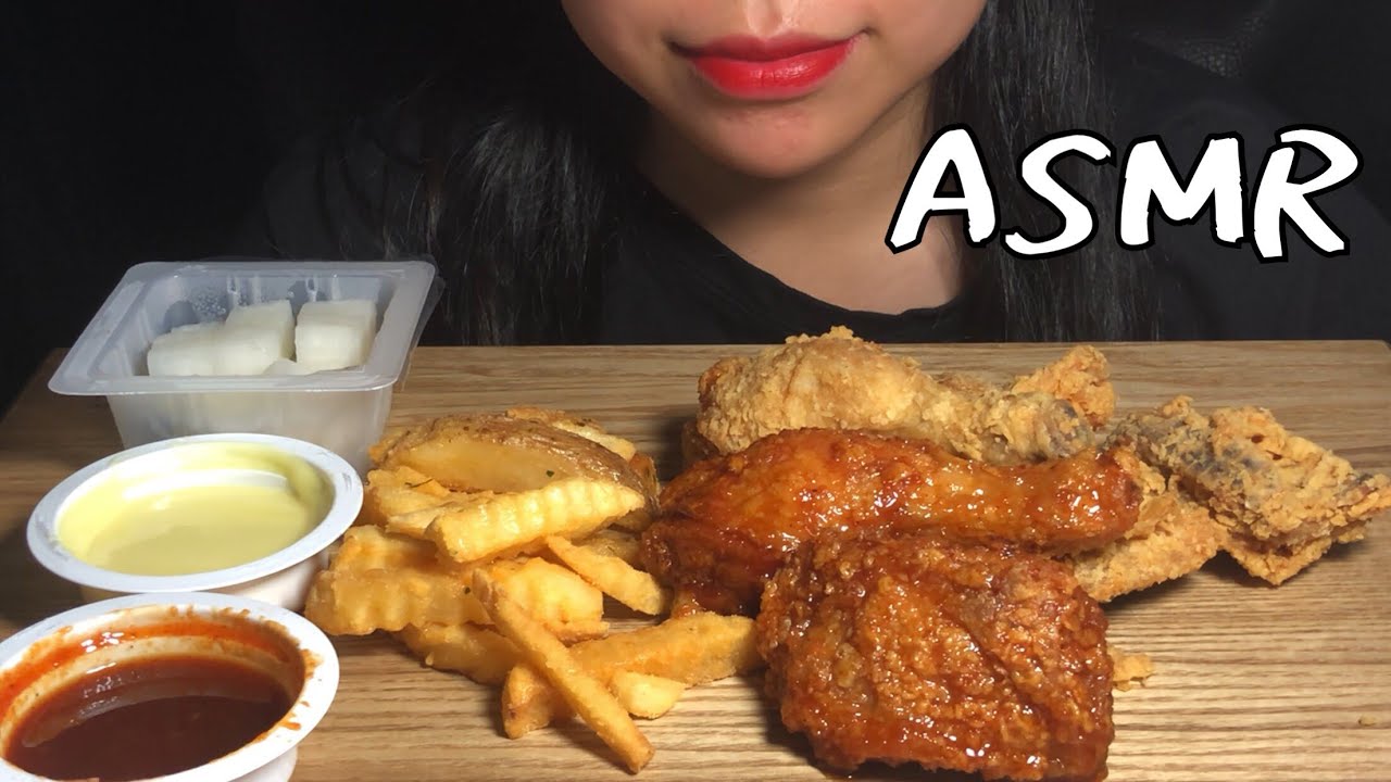 Asmr 후라이드 And 양념 치킨 먹방 후라이드 참 잘하는 집 Korean Fried Chicken Mukbang