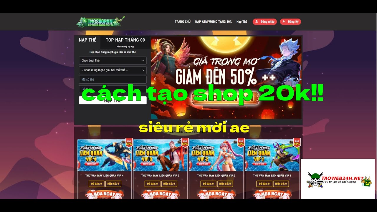 Cách tạo shop game giá chỉ 20k!! - YouTube