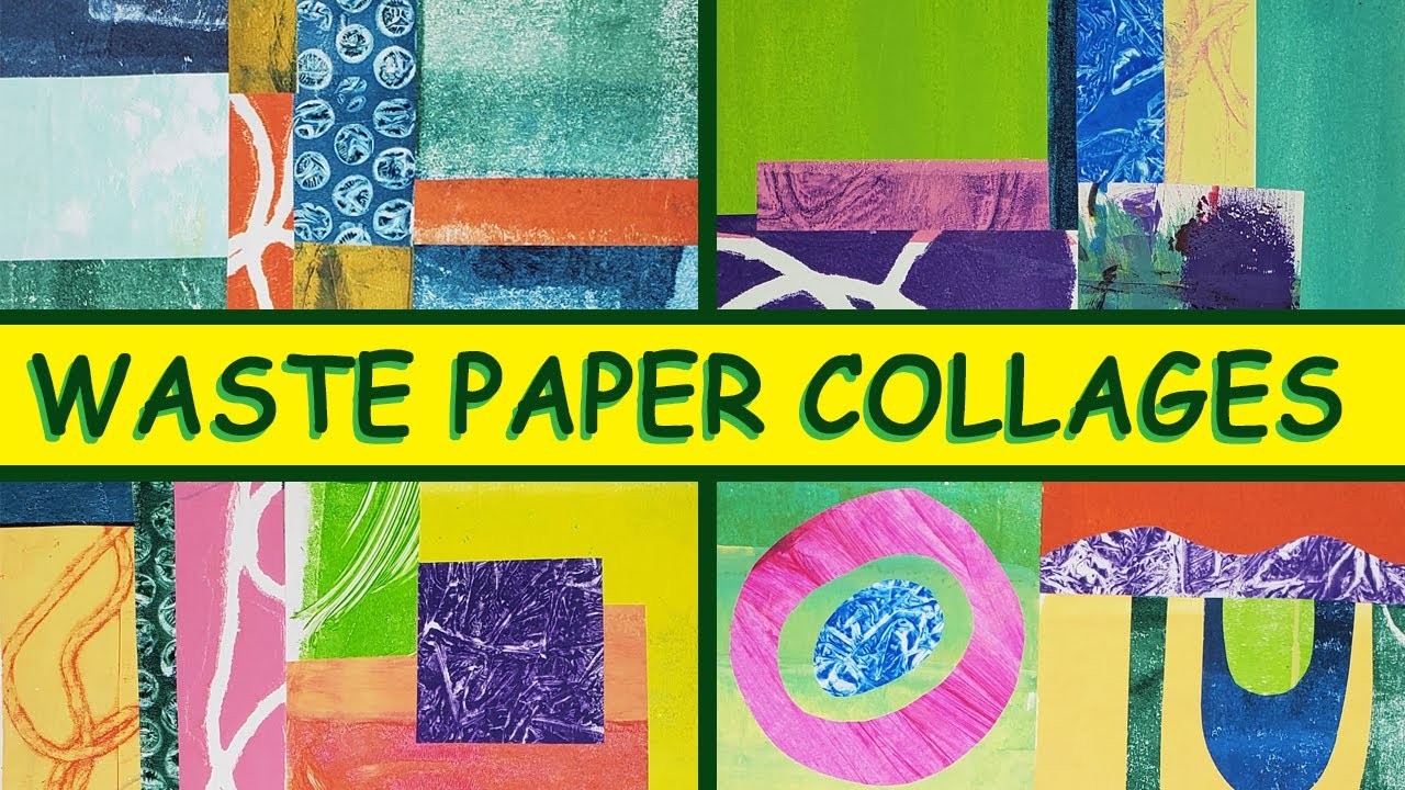 Creating 4 waste paper collages - YouTube
