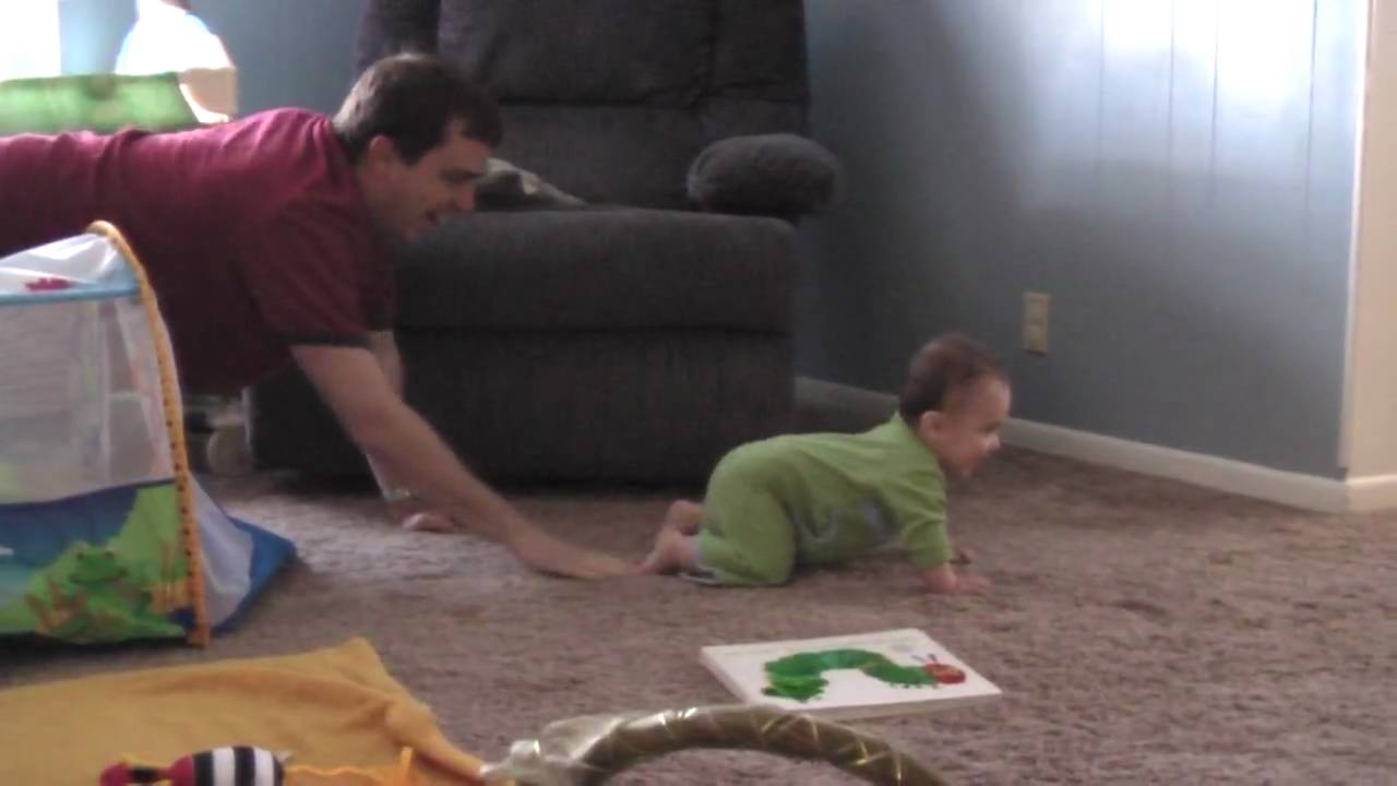 Baby getting chased by dad - YouTube