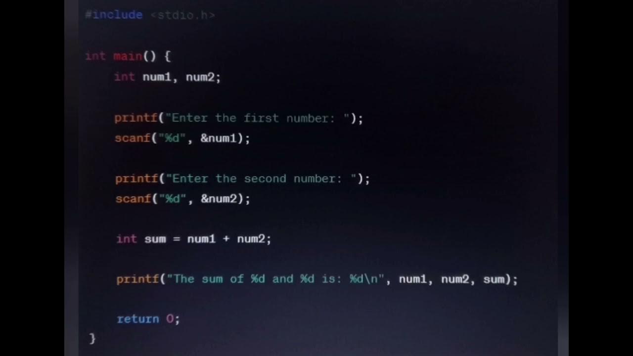 Adding Two Numbers C Programming Tutorial For Beginners Hindi Youtube