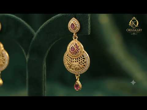 Aura Teardrop Ruby AD Gold Finish Mangalsutra Set