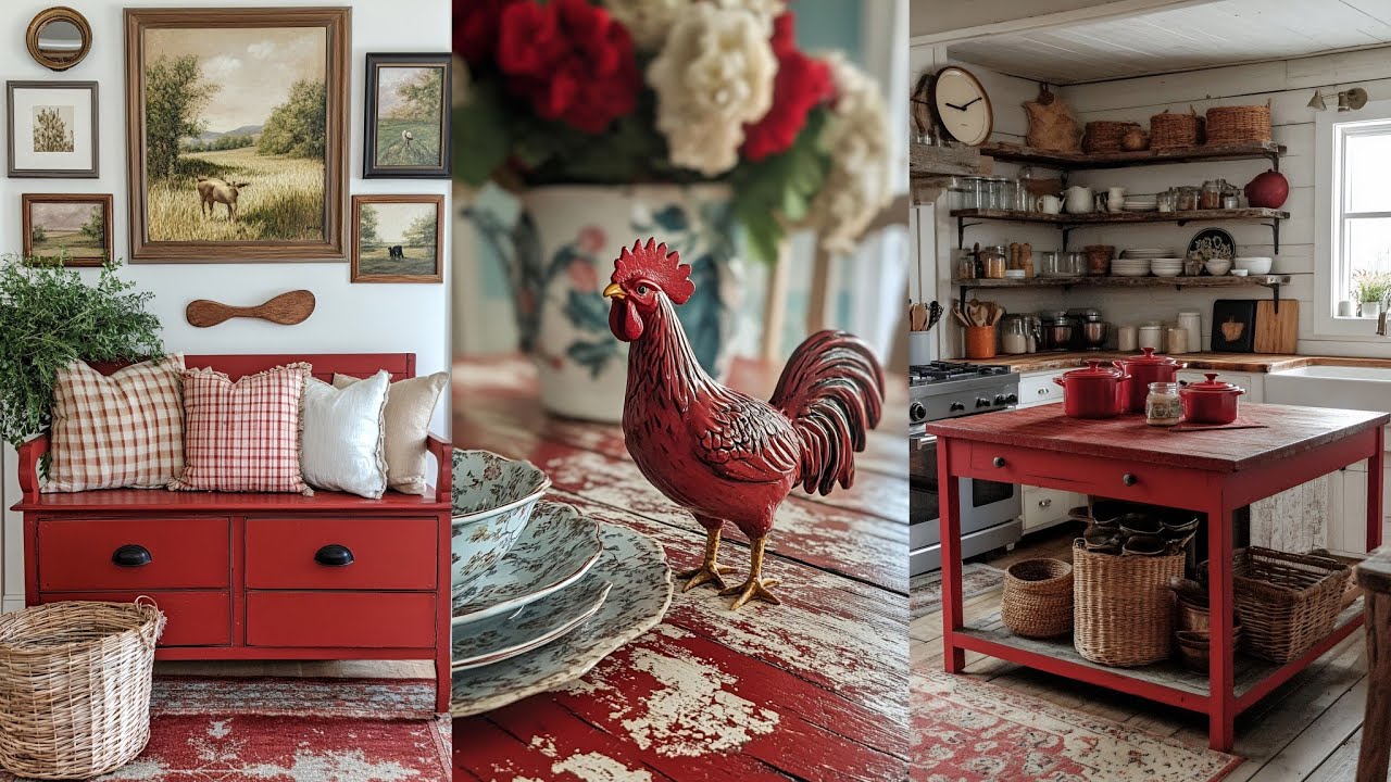 PEEK INSIDE a Rustic Farmhouse Cottage Styled for Winter: Red Rustic ...